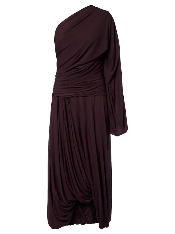 Proenza Schouler Gabri Draped One-shoulder Jersey Midi Dress - Brown
