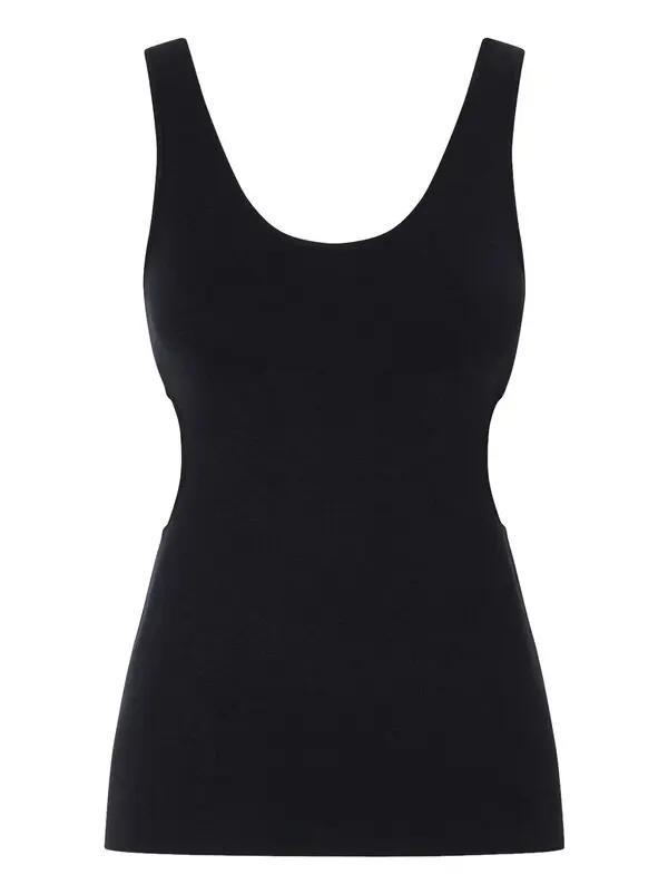 Auralee Cutout Ribbed-knit Jersey Tank - Black