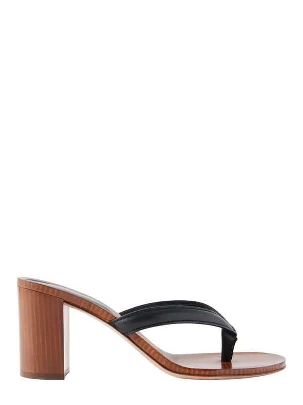 GIANVITO ROSSI 70 Leather Thong Block Heel Sandals - Black