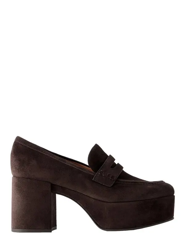 GIANVITO ROSSI Jenna Suede Platform Pumps - Brown