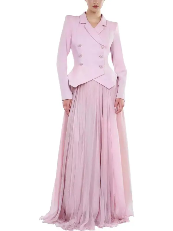 ARAFTU Double-breasted Pleated Dress - Pink