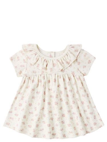 QUINCY MAE Ruffle Collar Jersey Dress - Ivory