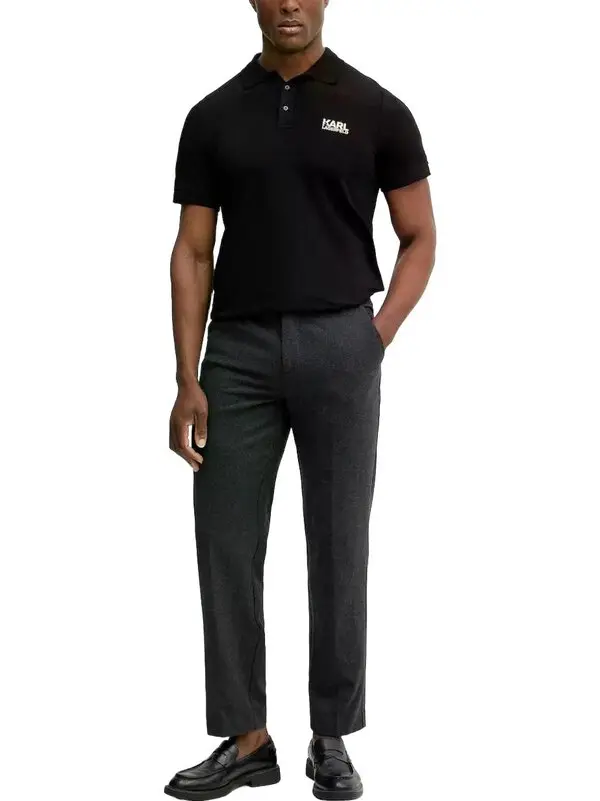 Karl Lagerfeld Logo-print Short-sleeve Polo Shirt - Black
