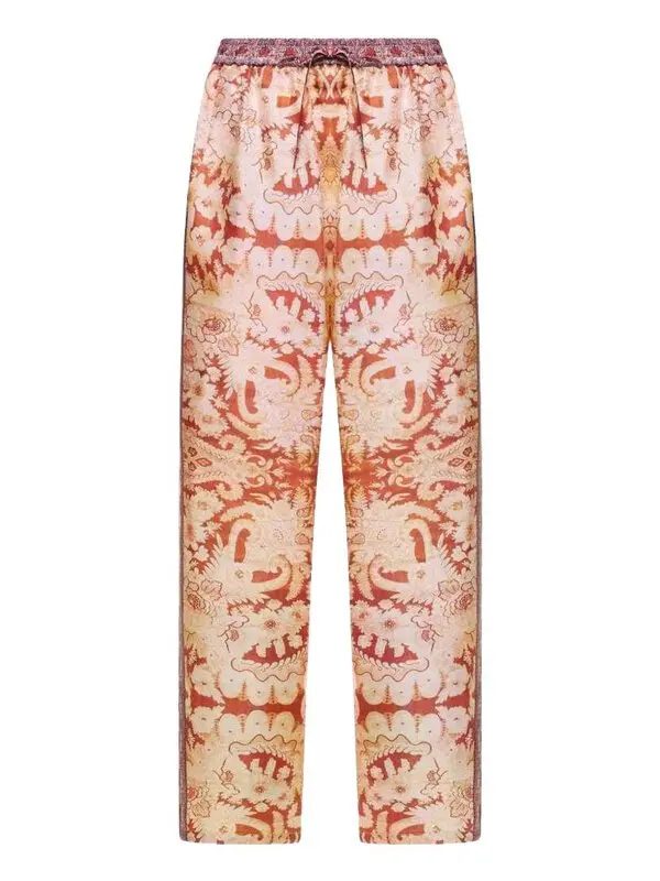 PIERRE-LOUIS MASCIA Tapestry Print Silk Trousers - Red