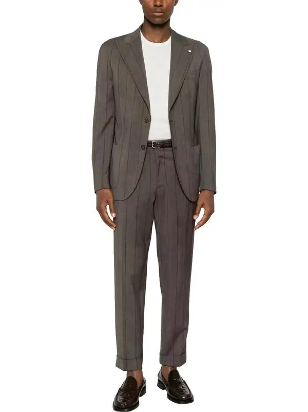 LUIGI BIANCHI MANTOVA Pinstripe-pattern Suit - Brown