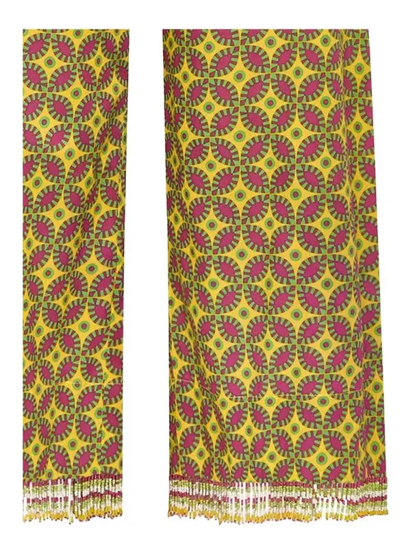 Malìparmi Geometric-print Fringe-trimmed Trousers - Yellow