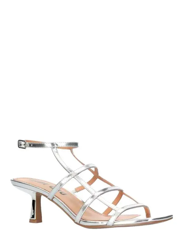 BIBI LOU Tone Multi-strap Kitten Heel Sandals - Silver