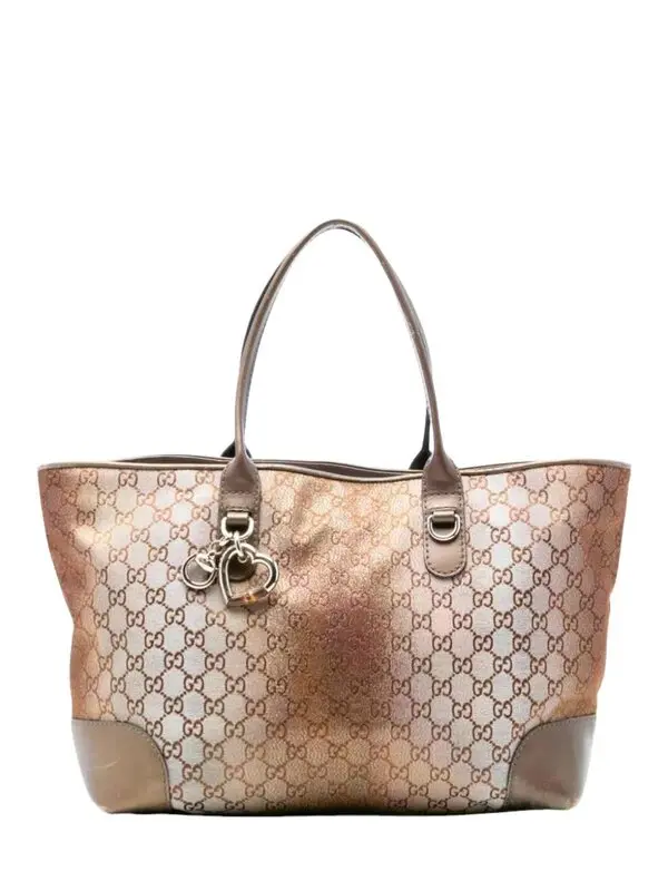 Gucci Gg Lurex Heart Bit Tote Bag - Brown