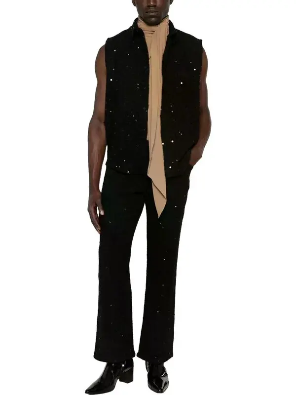 ERNEST W. BAKER Sequin-embellished Bouclé-knit Trousers - Black
