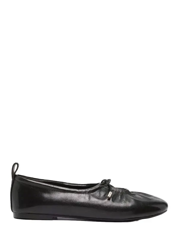 ADRIANNA FERETTI Leather Ballet Flats With Bow Detailing - Black
