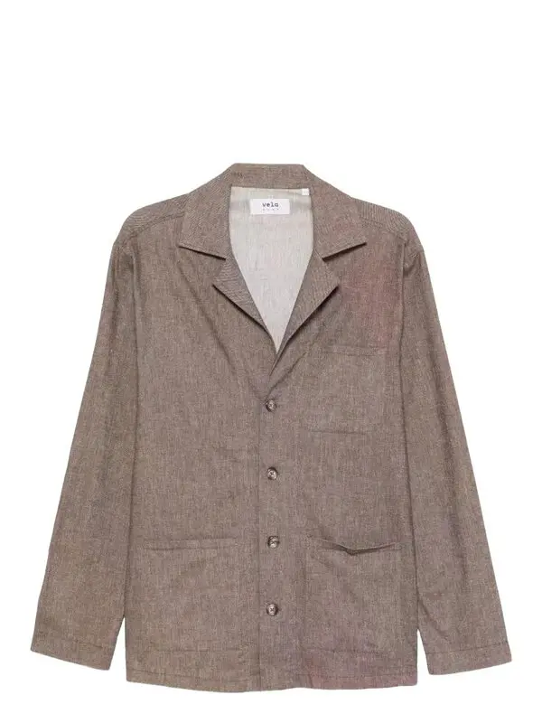 VELA SHOP Patch-pocket Long-sleeve Shirt - Brown
