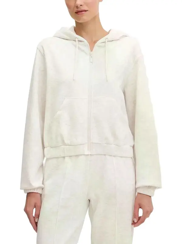 Guess Zip-up Hoodie With Drawstring Hood - Neutrals