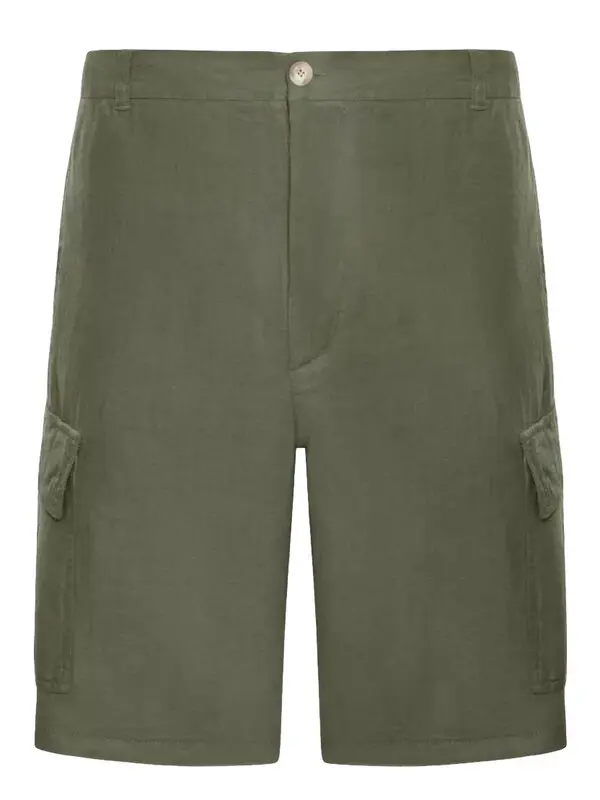 120% Lino Linen Cargo Shorts - Green