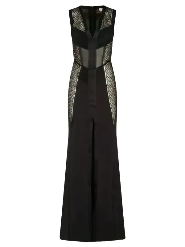 Elisabetta Franchi Lace-insert Ruched Maxi Dress - Black
