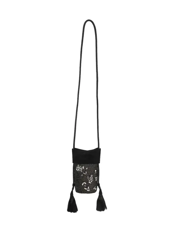 Johanna Ortiz Crystal-embellished Tassel Detail Cross Body Bag - Black