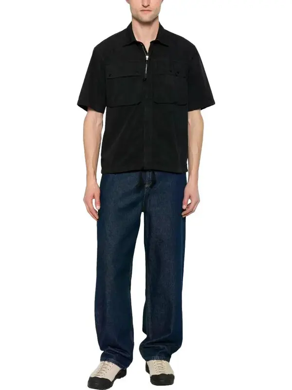 C.P. COMPANY 50 Fili Short-sleeve Zip Shirt - Black