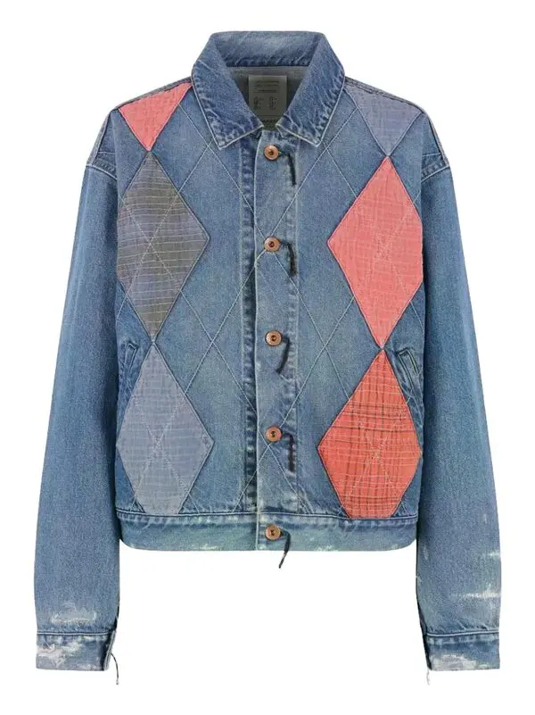 KURO Argyle Sashiko Denim Jacket - Blue