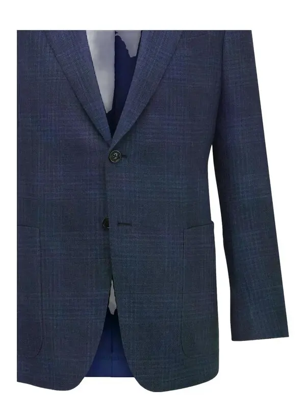 Zegna Check-pattern Single-breasted Blazer - Blue