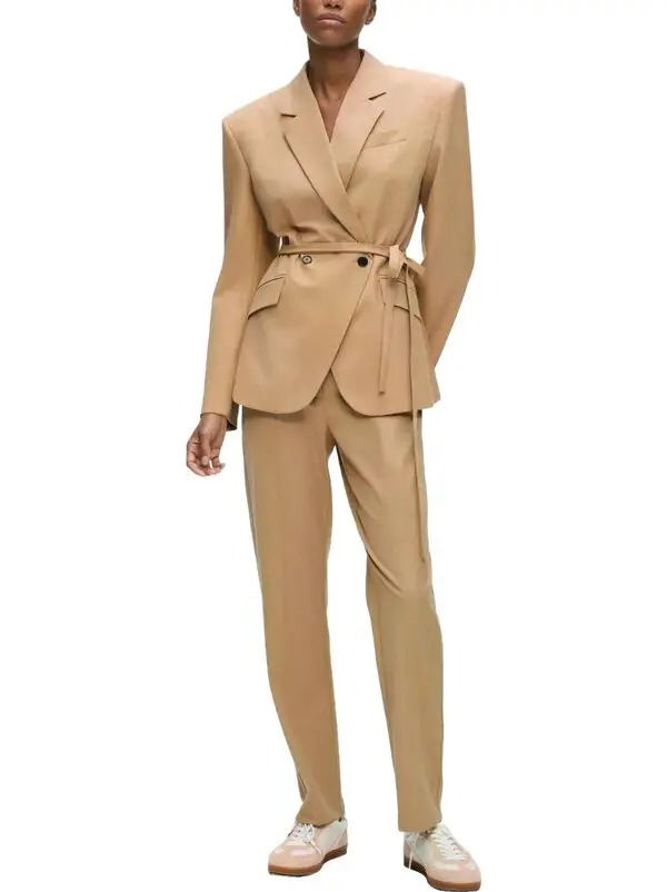 Karl Lagerfeld Double-breasted Tie-waist Blazer - Neutrals