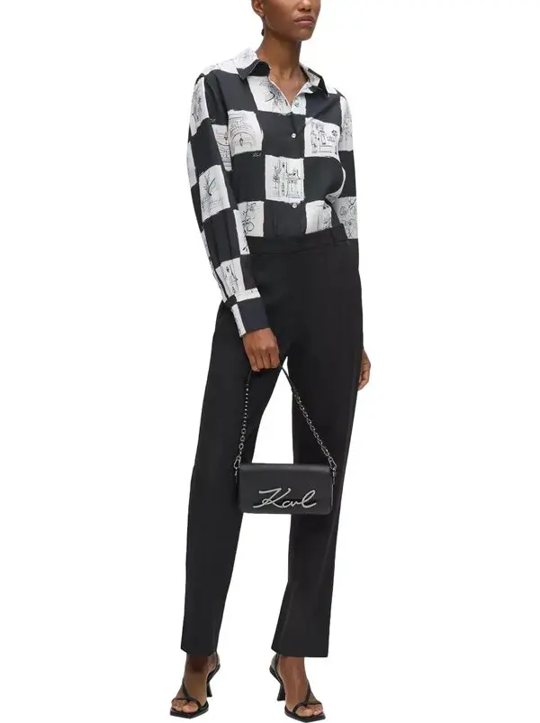 Karl Lagerfeld Checkerboard Sketch-print Shirt - Black
