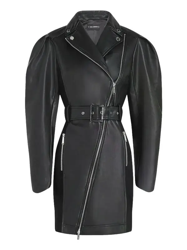Karl Lagerfeld Belted Biker Mini Dress - Black