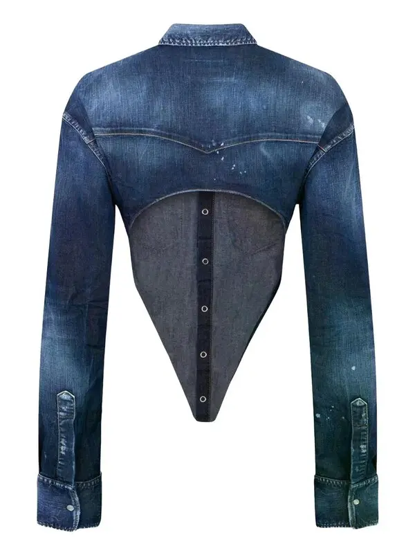 Dsquared2 Denim Shirt With Open Back Detail - Blue