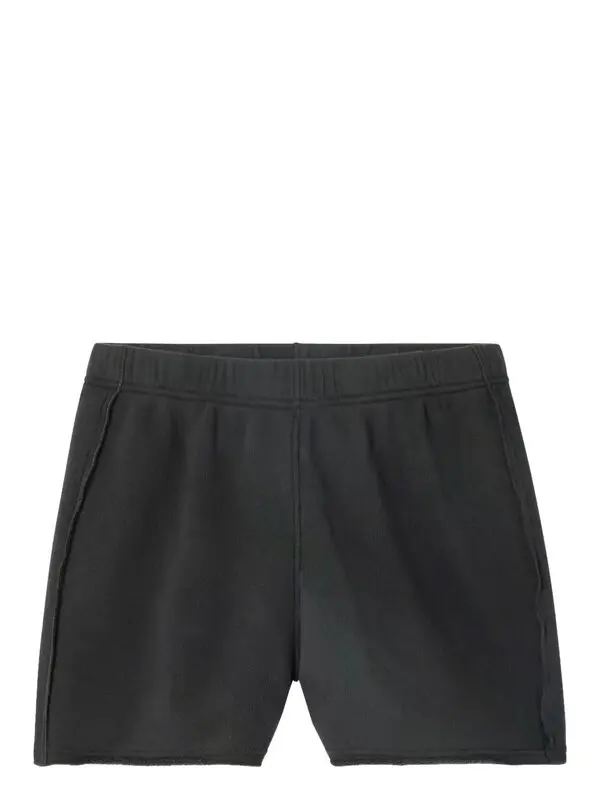 American Vintage Elasticated Waist Cotton Shorts With Frayed Hem - Grey
