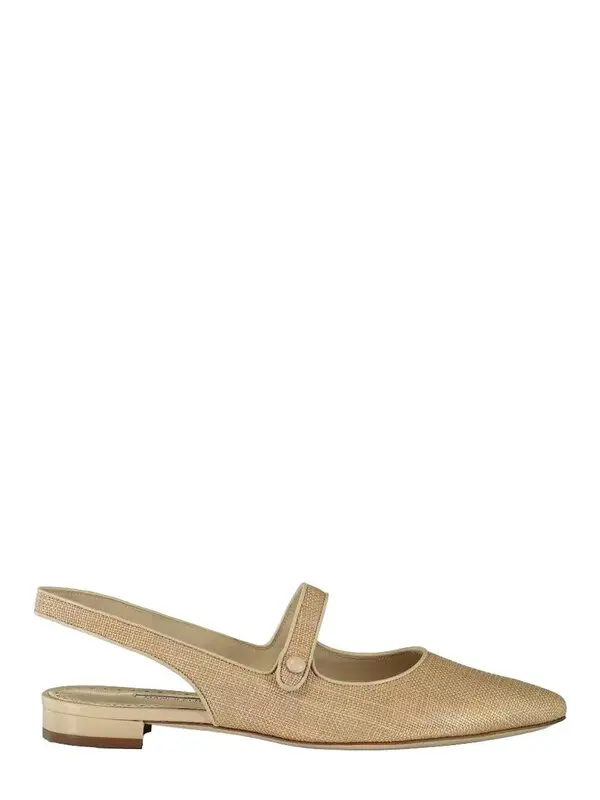 Manolo Blahnik Beige Leather Slingback Ballet Flats - Neutrals