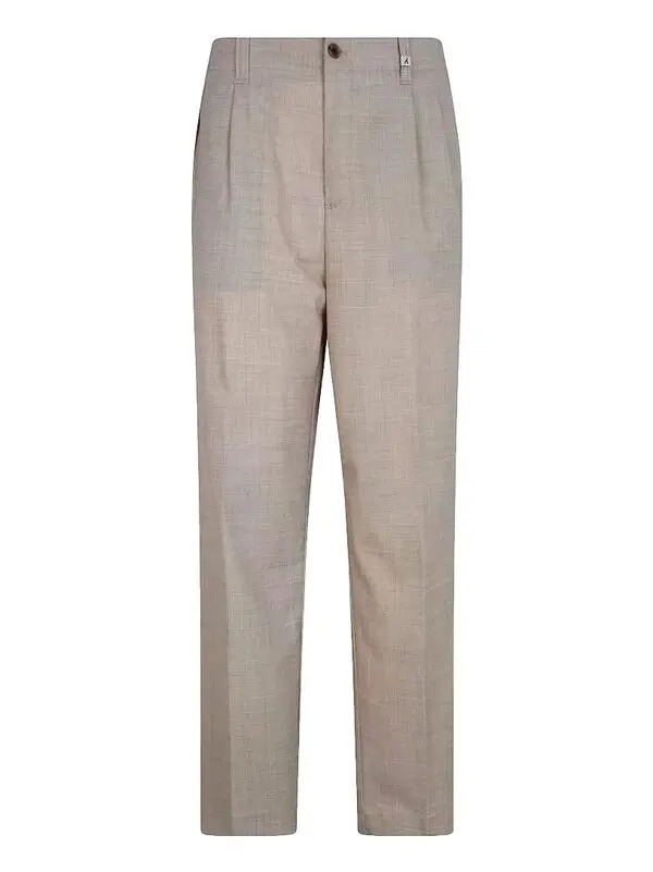 MYTHS Pleated Slub-texture Tailored Trousers - Neutrals