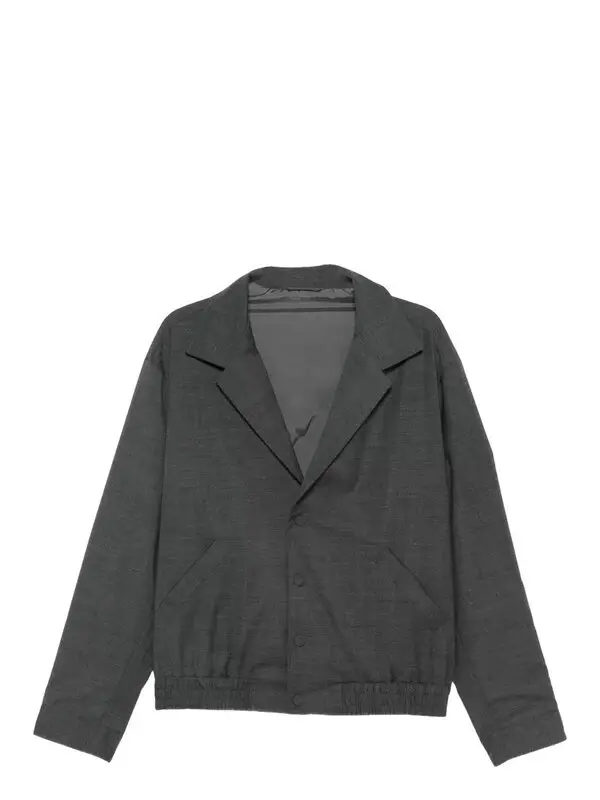 LC23 Notched-lapel Elasticated-hem Bomber Jacket - Grey