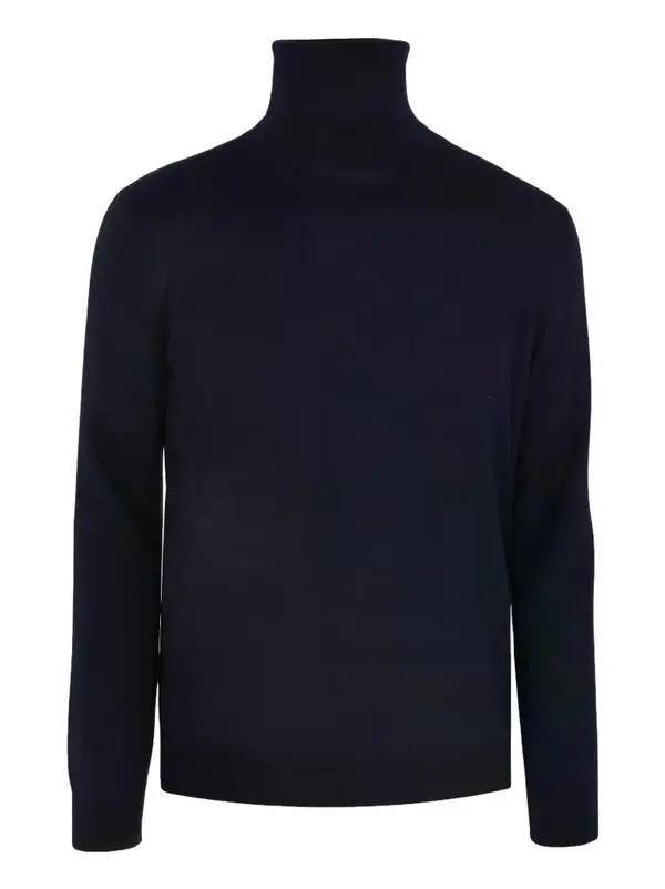 Luciano Barbera Fine Knit Wool Roll Neck Sweater - Blue