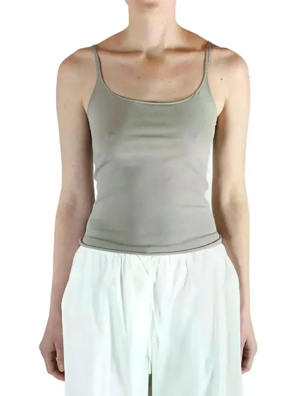 AMOMENTO Spaghetti Strap Top With Scoop Neck - Grey