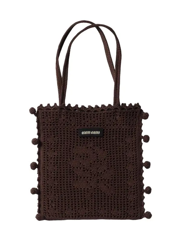 Miu Miu Crochet Effect Handbag - Cocoa Brown
