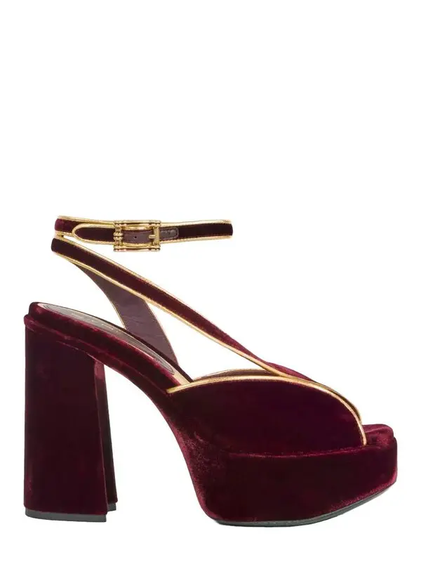 Etro Velvet Metallic-trim Platform Sandals - Red