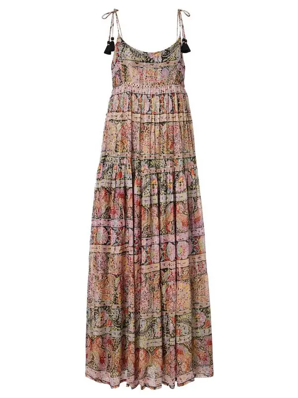 Rixo Kamilah Floral Lame Maxi Dress - Multicoloured