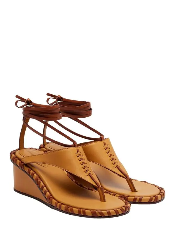 Zimmermann Ochre Leather Wedge Sandals - Brown