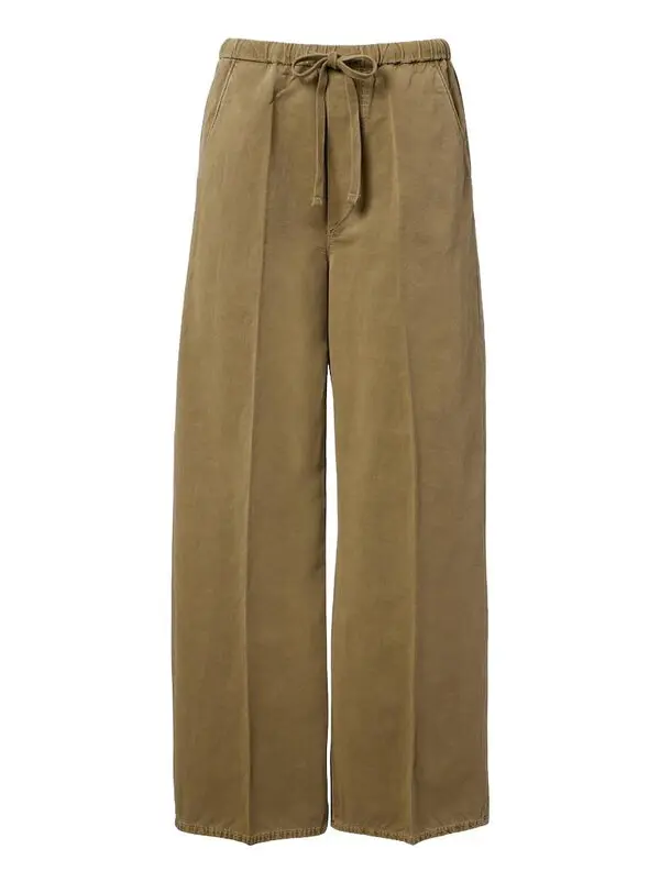 Citizens Of Humanity Aurora Cotton And Linen Wide-leg Trousers - Green