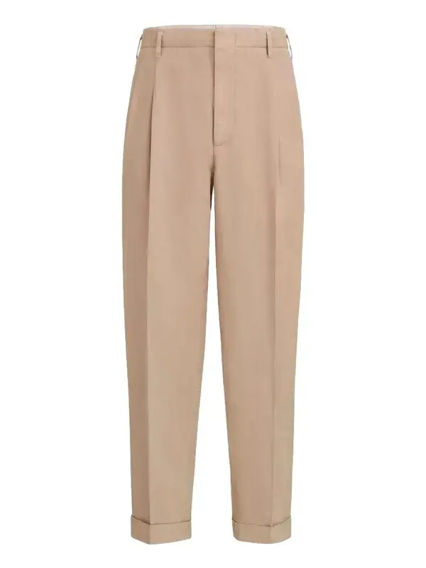 Brunello Cucinelli Garment-dyed Cotton And Linen Canvas Trousers With Double Pleats - Neutrals