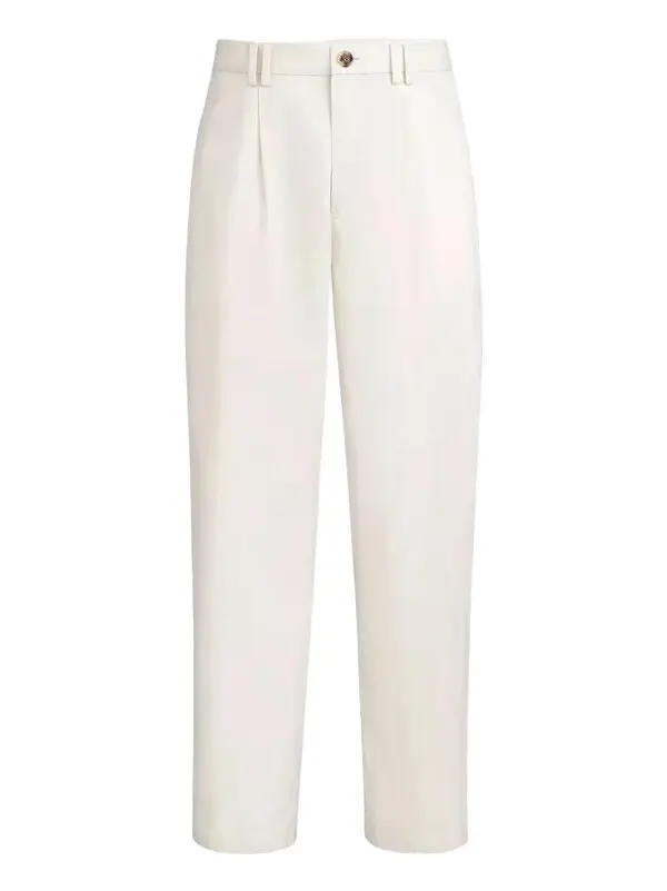 Brunello Cucinelli Pleated Cotton And Linen Canvas Trousers - Neutrals