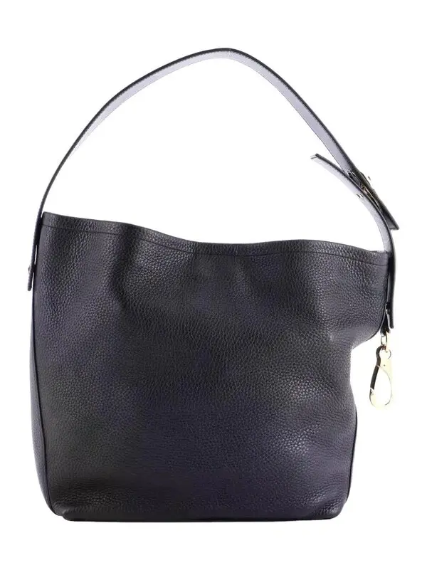 Valentino Garavani Vlogo Ohval Hobo Leather Shoulder Bag - Black