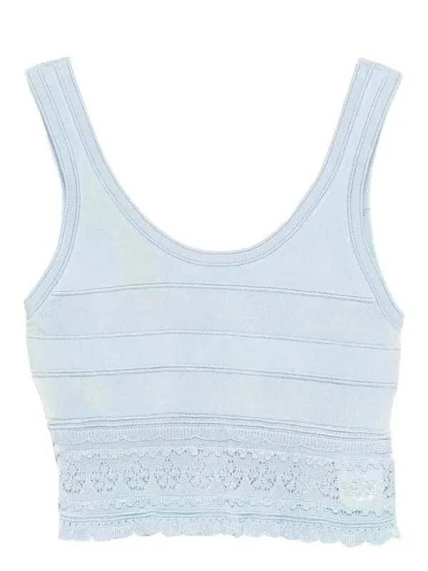 Sandro Lace-trim Knit Crop Top - Blue