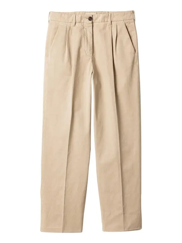 Miu Miu Cotton Gabardine Pleated Trousers - Neutral
