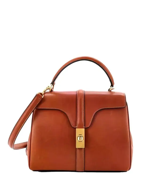 Celine 16 Top Handle Bag Smooth Calfskin Small Satchel - Brown