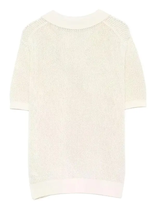 DUNST Open-knit Polo-collar T-shirt - Neutrals