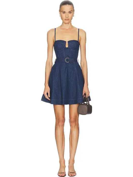 KARINA GRIMALDI Lola Denim Mini Dress In . Also - Blue
