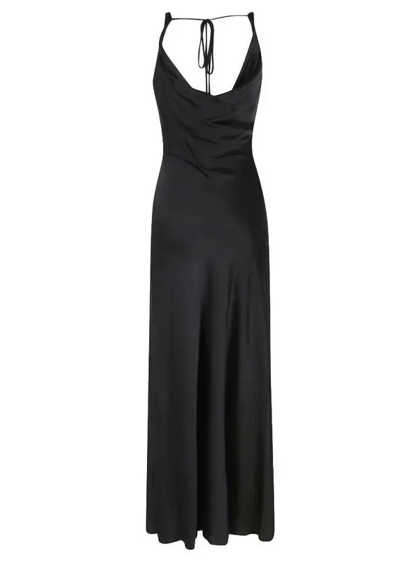 MEIMEIJ Sleeveless Maxi Dress With Satin Finish - Black