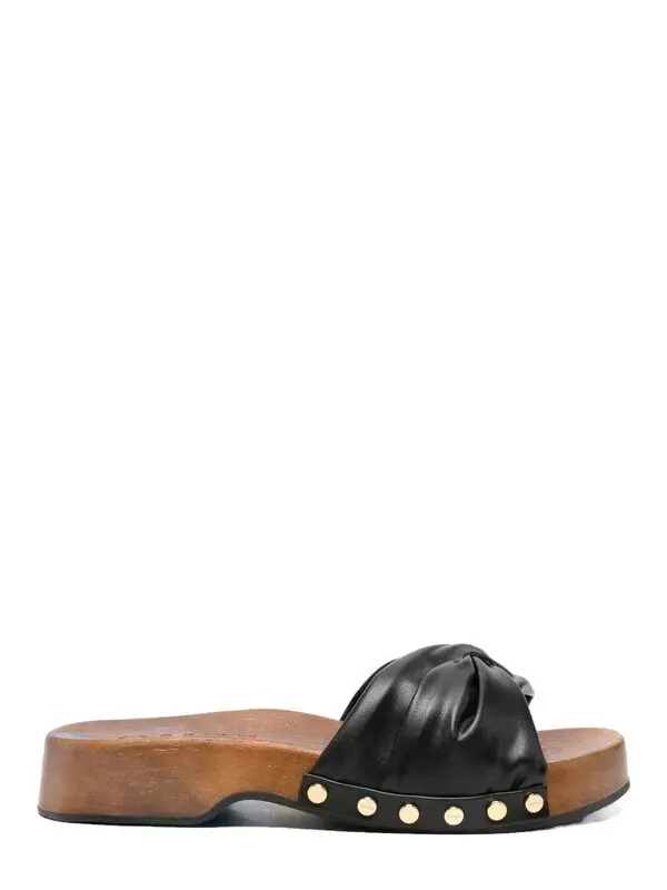 GANNI Studded Knot Detail Slip-on Sandals - Black