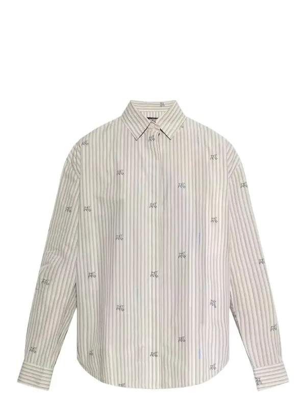 Jacquemus Striped Cotton Shirt With Embroidered Motifs - Neutrals