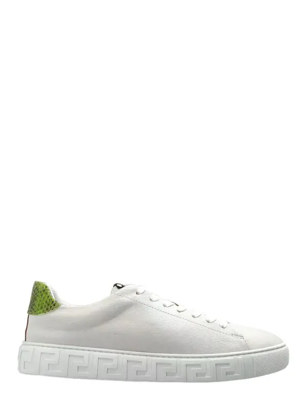 Versace Greca Embossed Leather Sneakers - Neutrals