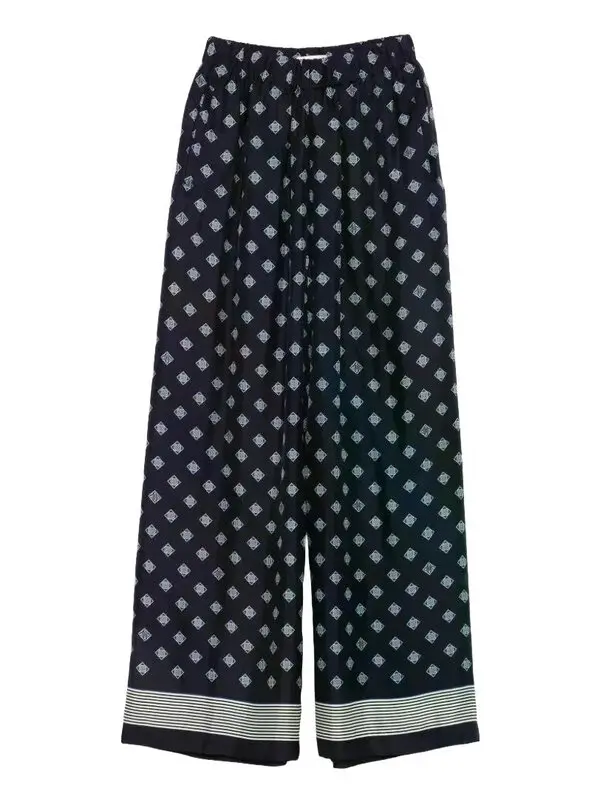 BODE Diamond Print Palazzo Trousers - Blue